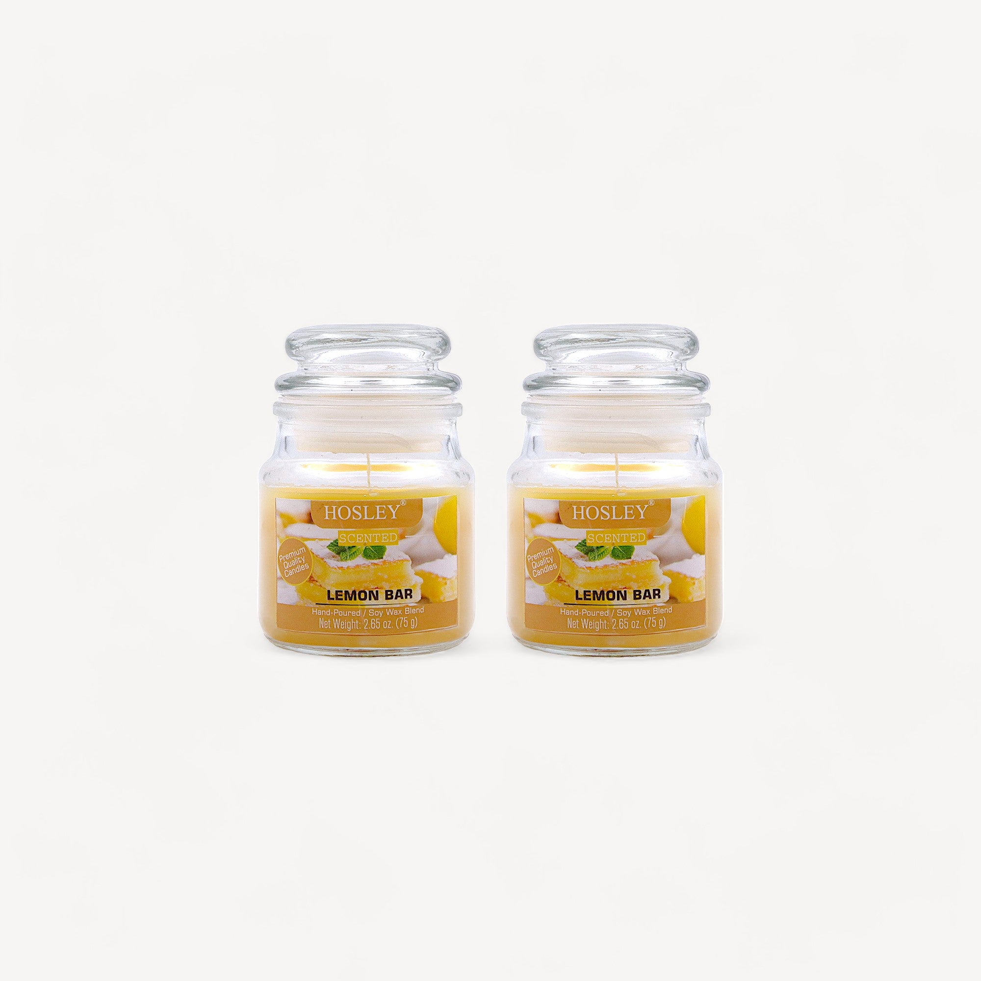 Hosley Highly Fragranced Lemon Bar 75g Jar Candle - Set of 2 - Hosley India